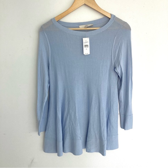 LOFT | Sweaters | Loft Flowy Pale Blue Crew Neck Sweater | Poshmark